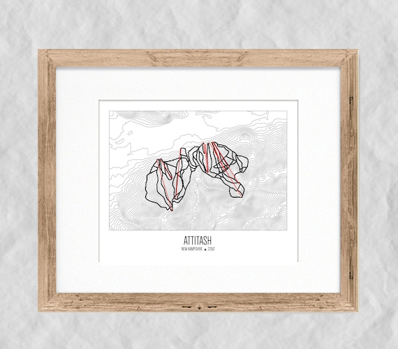 Attitash Topographic Trail Map Print - Etsy
