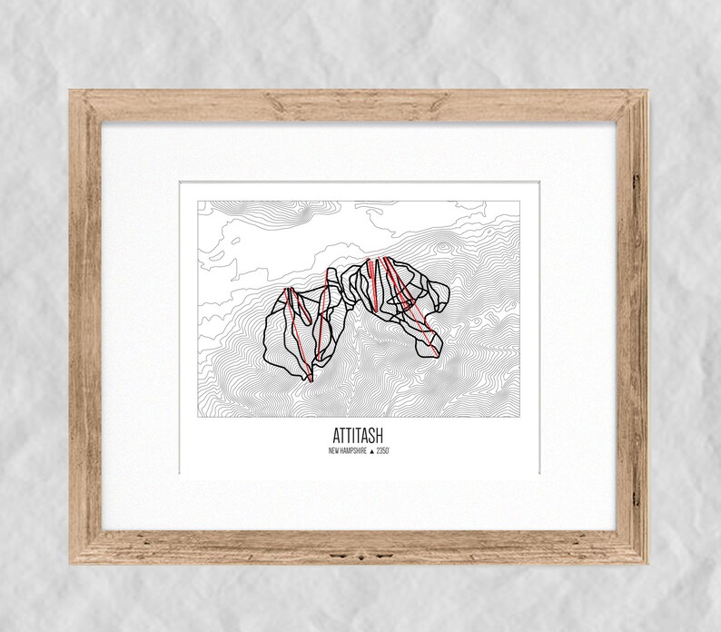 Attitash Topographic Trail Map Print - Etsy