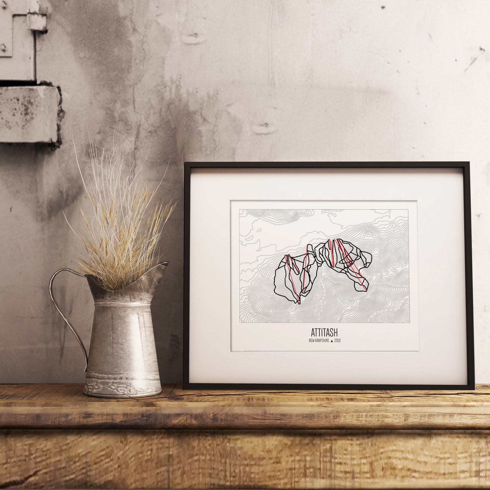 Attitash Topographic Trail Map Print - Etsy