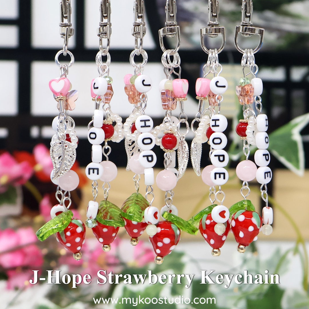 J-hope Strawberry Beaded Keychain BTS KPOP Charm Handmade Accessories ...