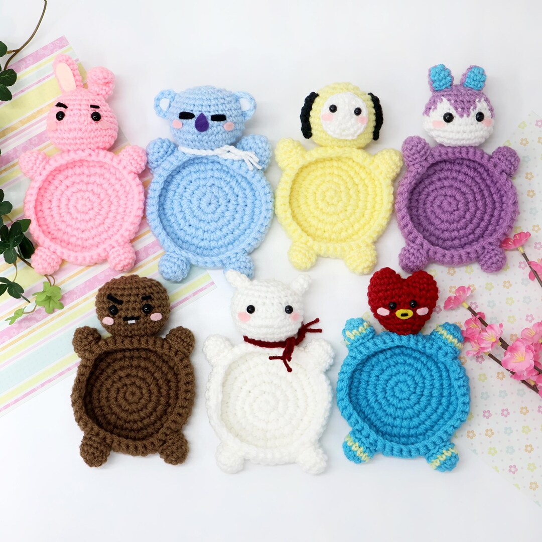 BT21 Crochet Coasters Plushies BTS Koya Tata RJ Cooky Chimmy Shooky ...