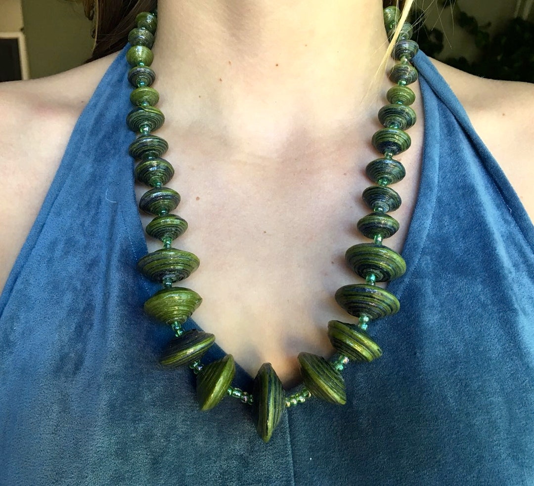 Handmade Upcycled Paper-beaded Ugandan Necklace - Etsy