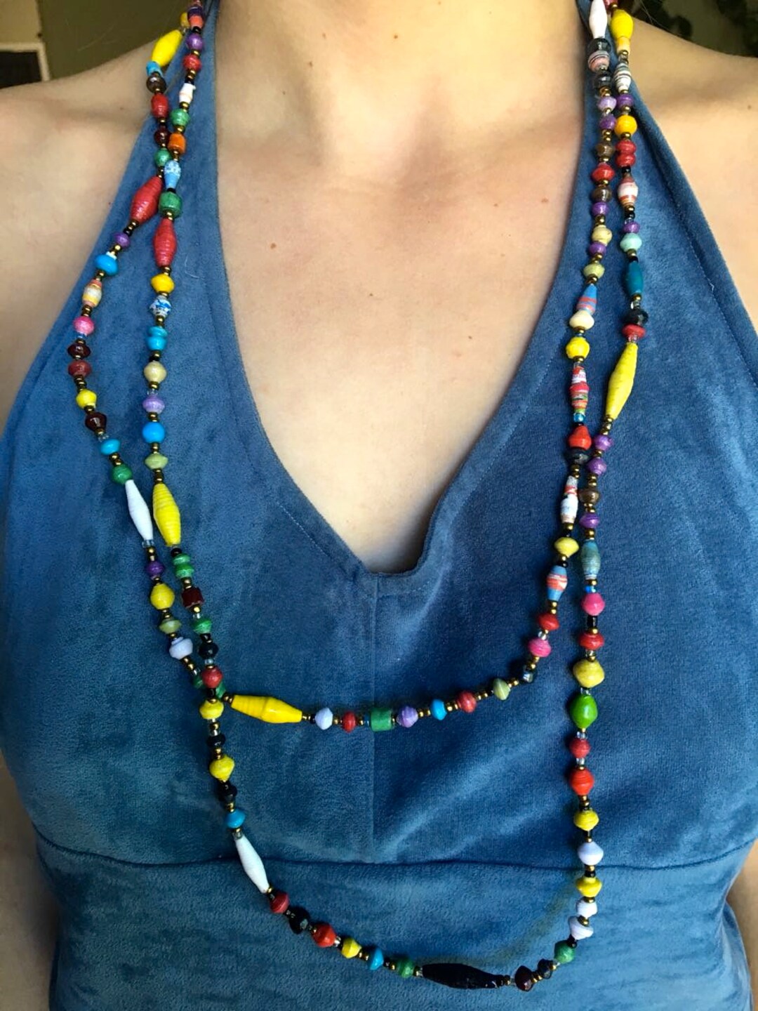 Handmade Upcycled Paper-beaded Ugandan Necklace - Etsy