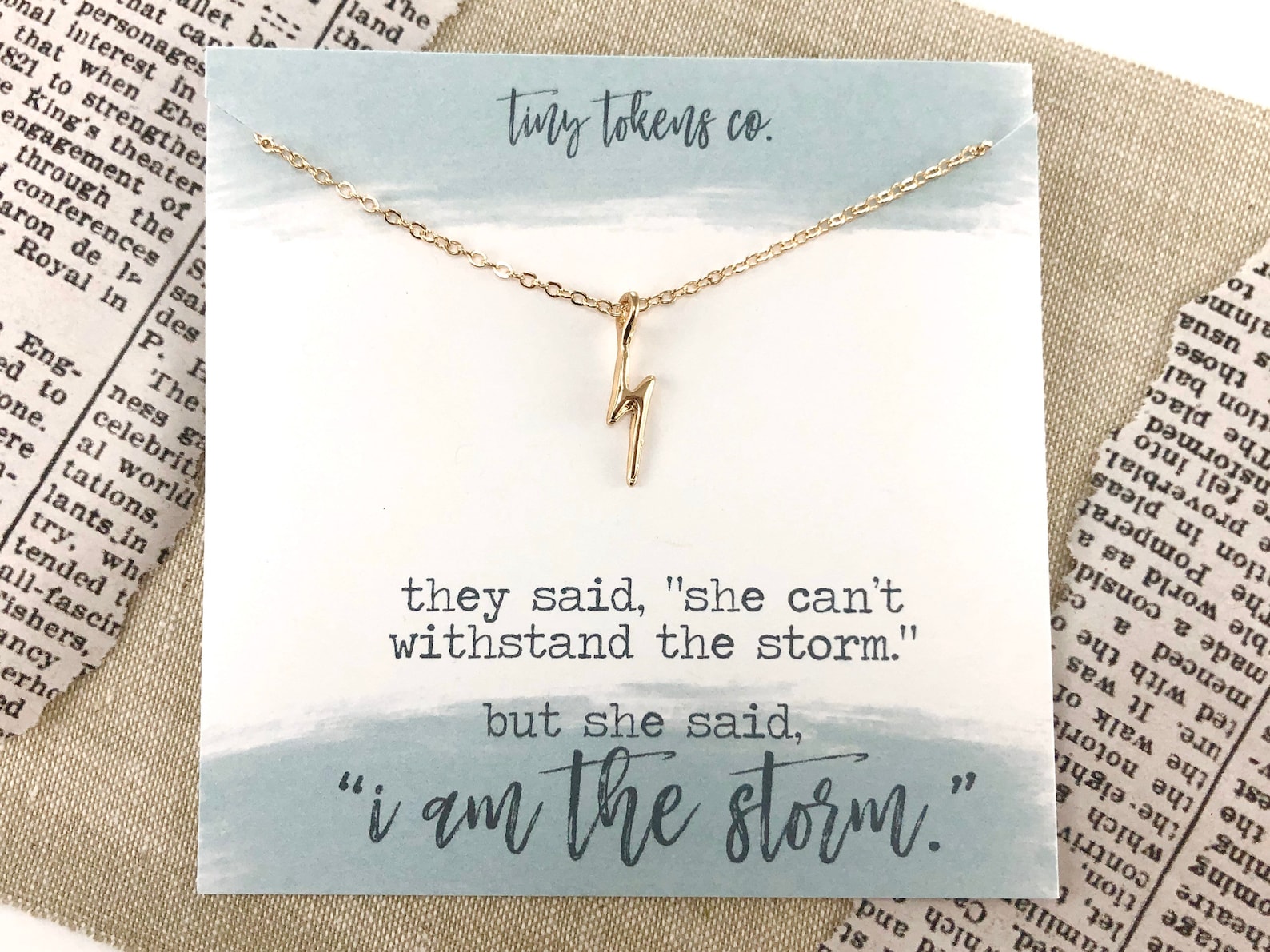 I Am the Storm, Lightning Bolt Necklace, Jewelry With Card, Strong ...