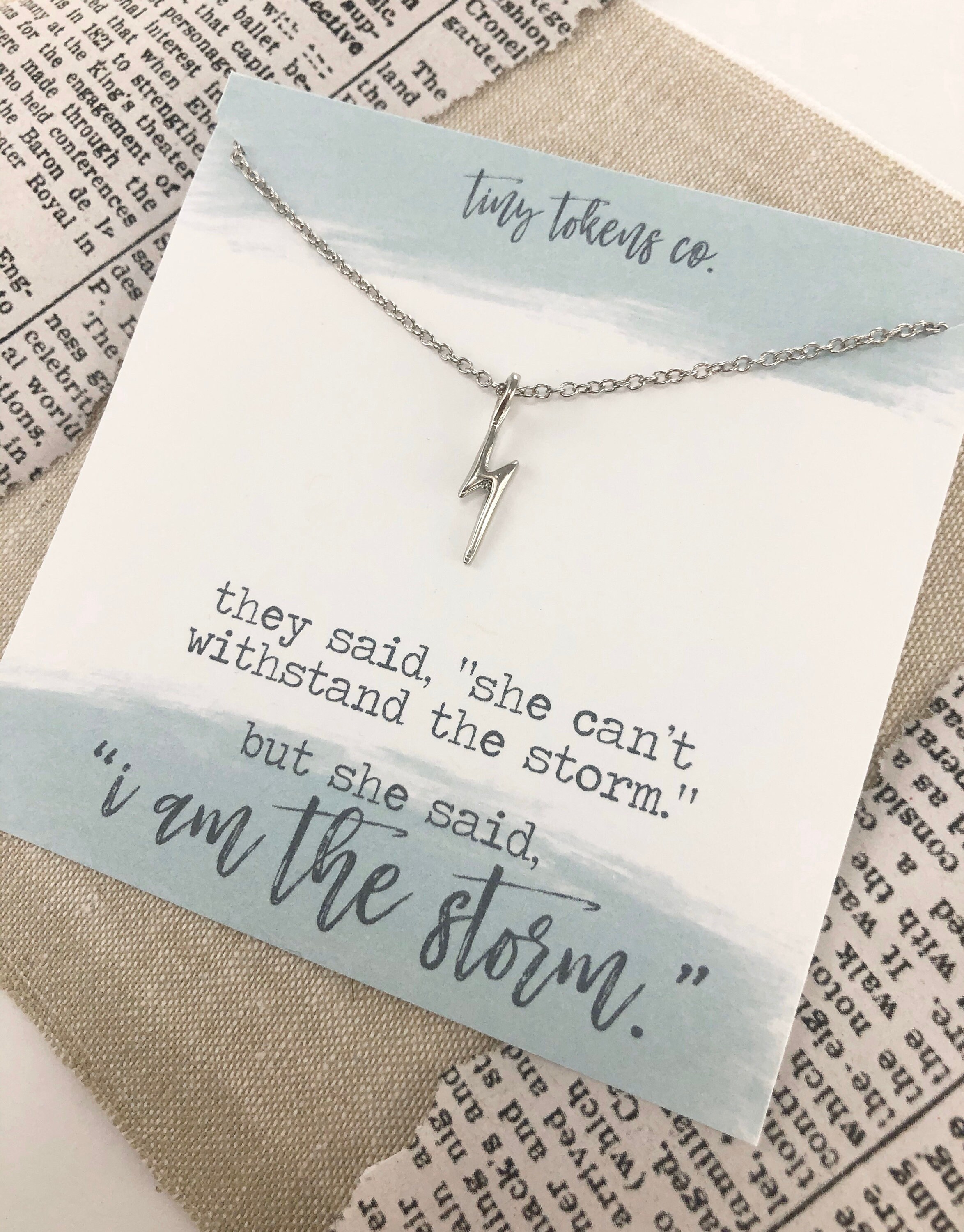 I Am the Storm, Lightning Bolt Necklace, Jewelry With Card, Strong ...