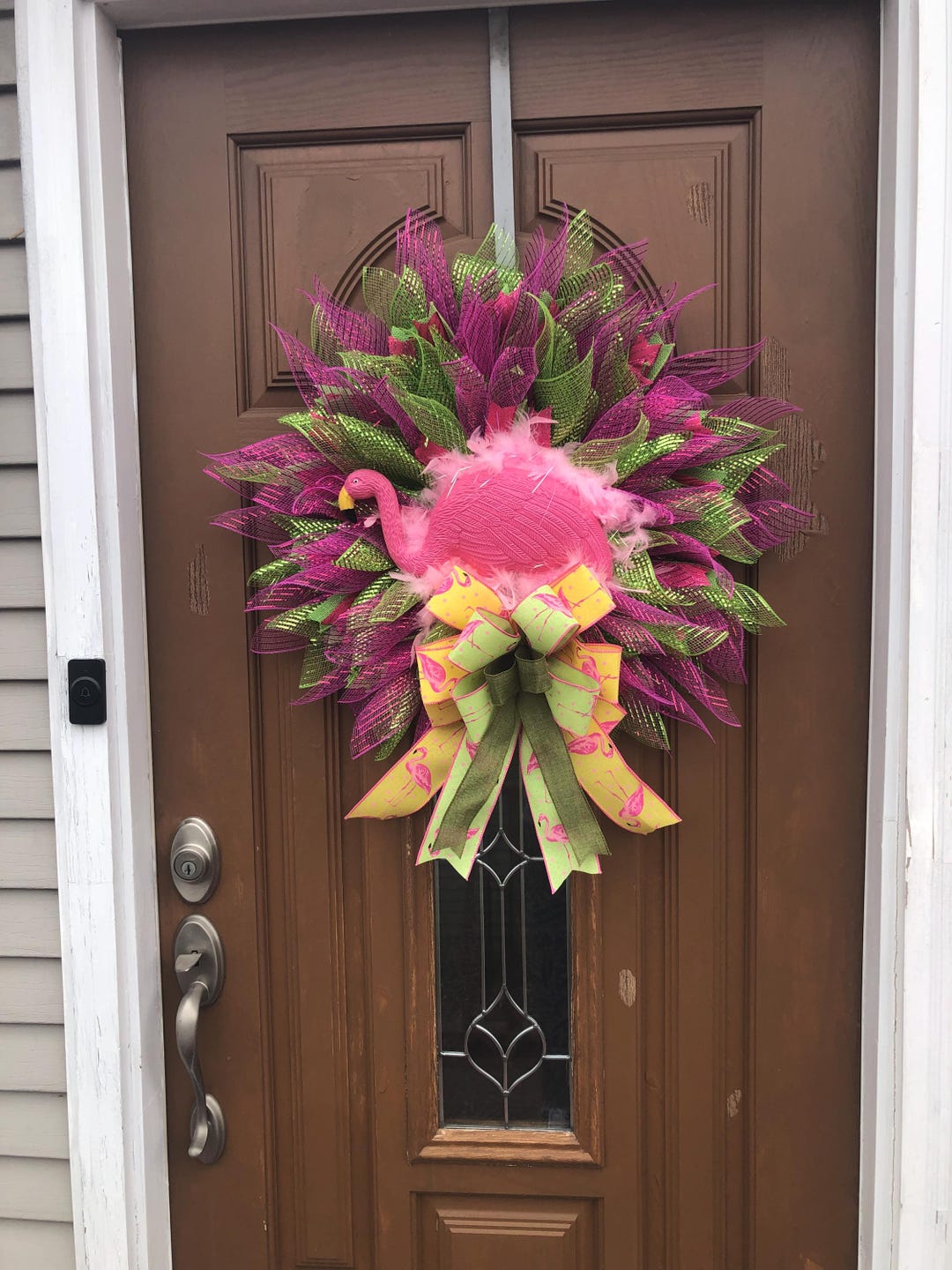 Flamingo Door Wreath, Pink Flamingo Wreath, Flamingo Wreath, Flamingo ...