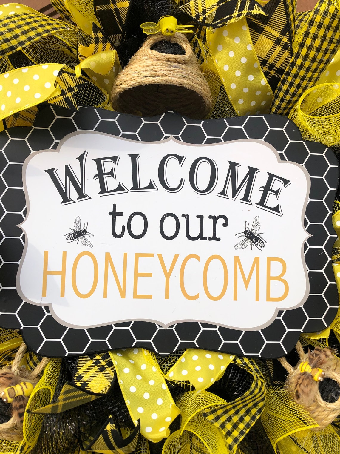 Bumble Bee Door Decor, Bumble Bee Wreath, Bumble Bee Deco Mesh, Bumble ...