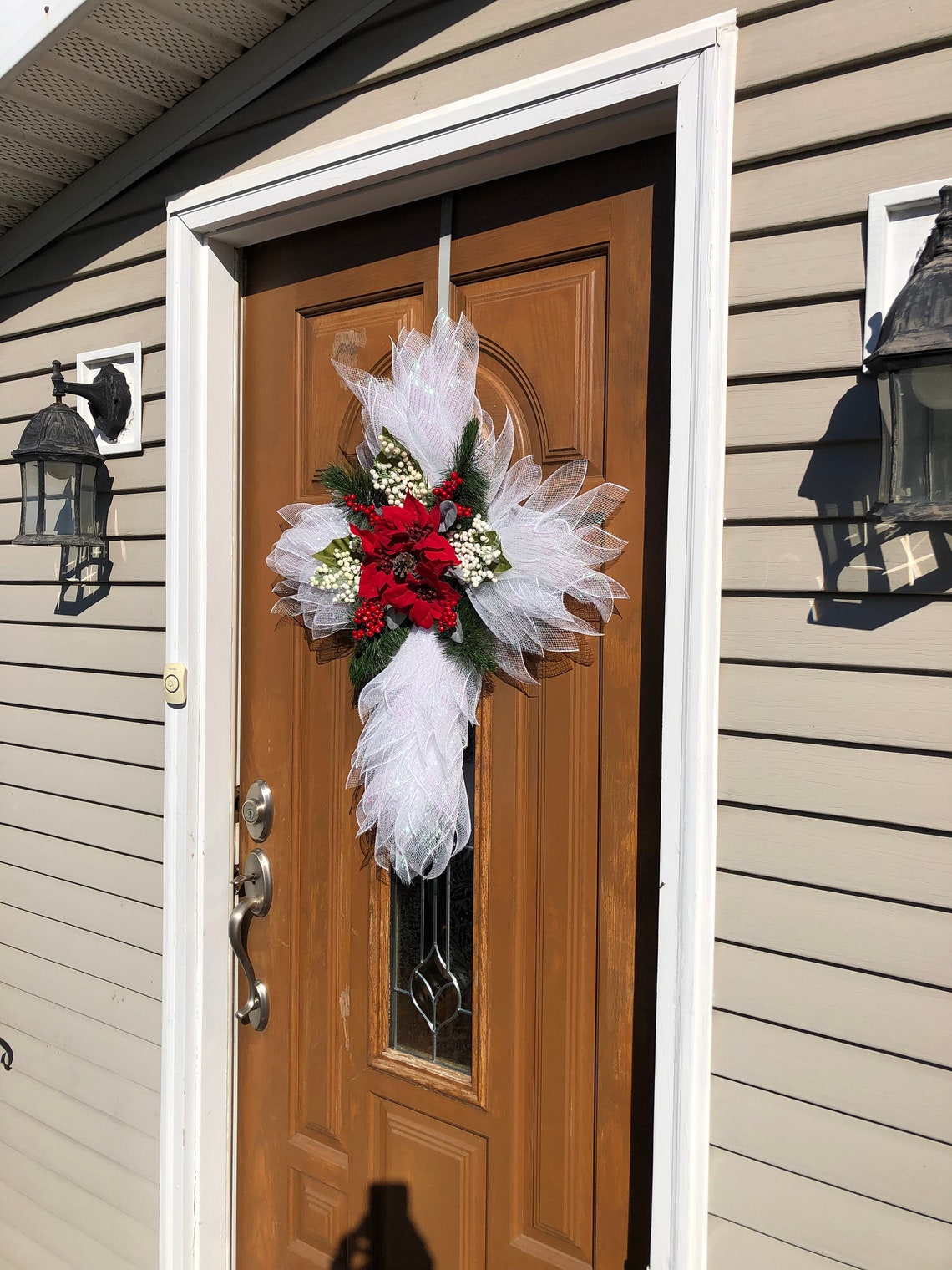 Christmas Cross Wreathcross Door Wreathchristmas | Etsy