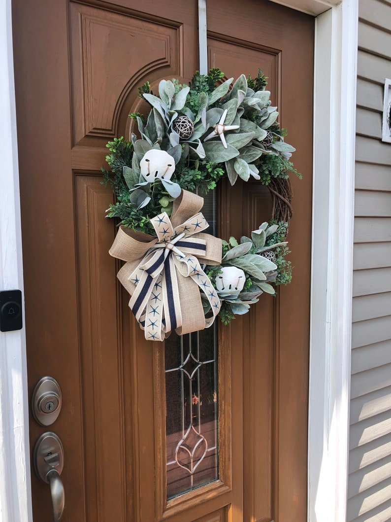 Seashell Door Wreath,seashell Door Decor,lakehouse Wreath,lakehouse ...