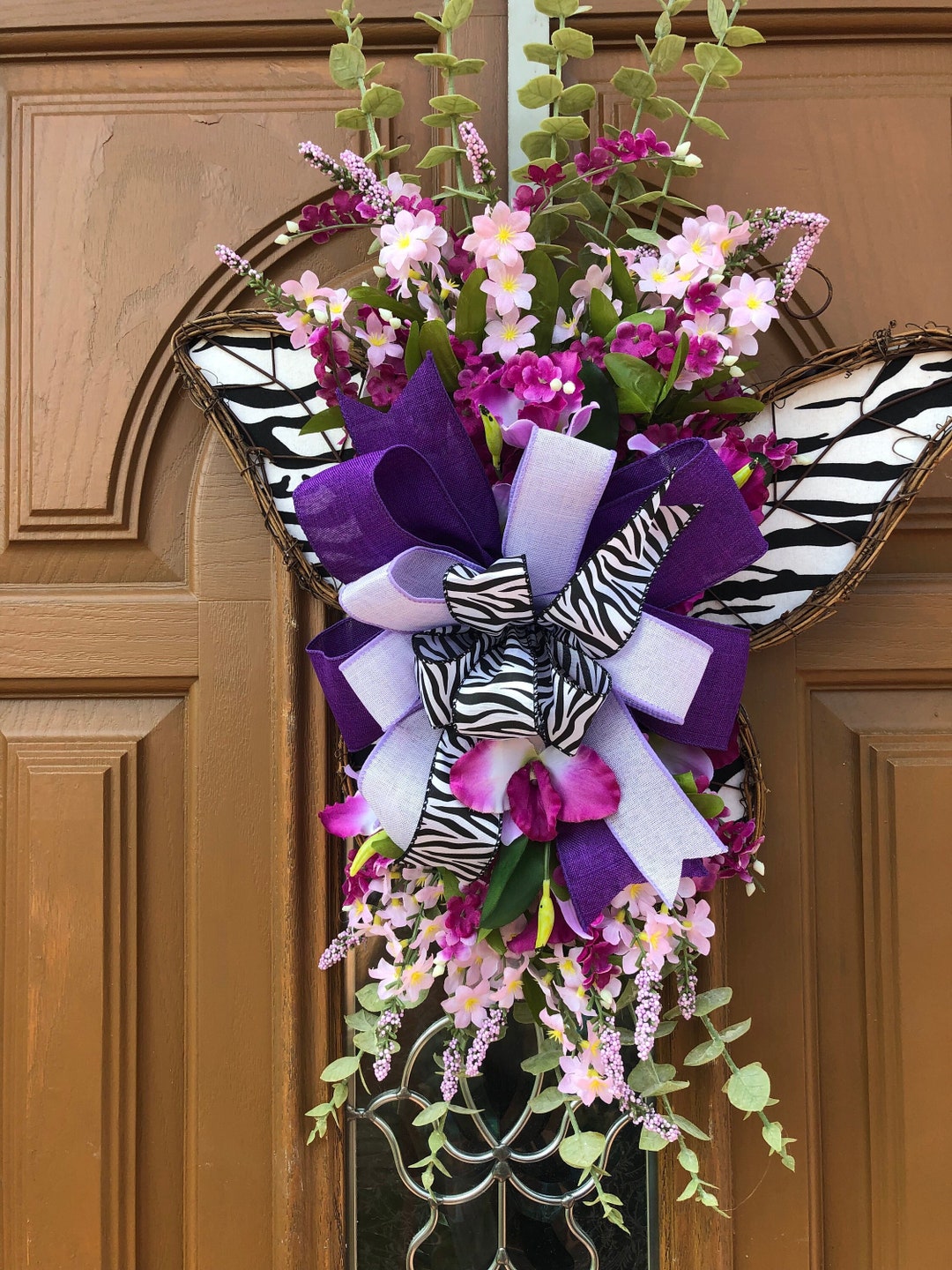 Butterfly Door Decor,butterfuly Door Wreath,zebra Print Door Wreath ...