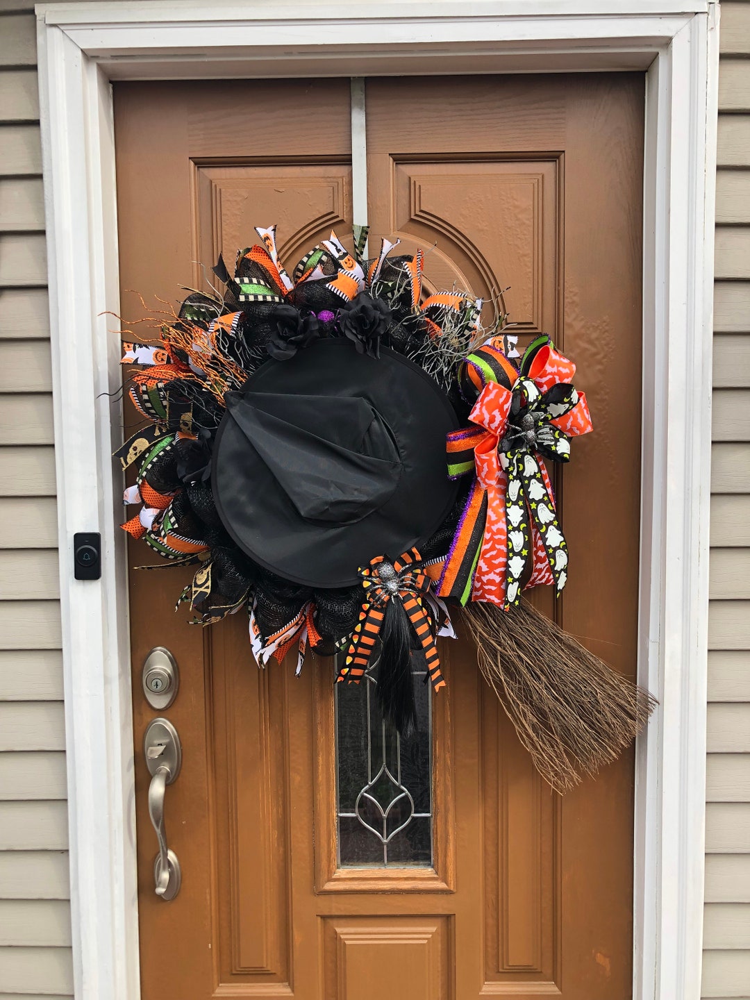 Flying Witch Wreath,flying Witch Door Decor,halloween Flying Witch ...