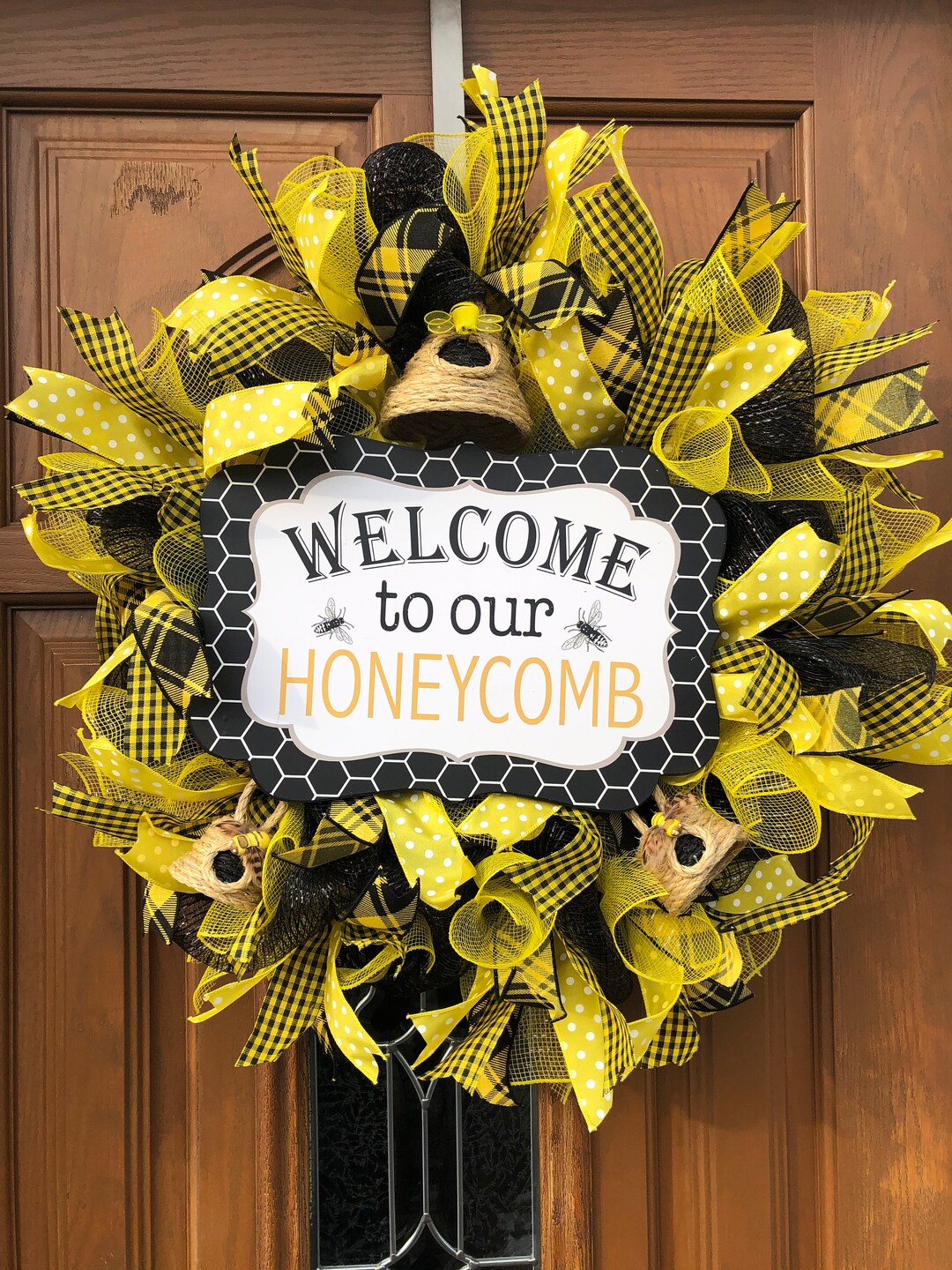 Bumble Bee Door Decor, Bumble Bee Wreath, Bumble Bee Deco Mesh, Bumble ...