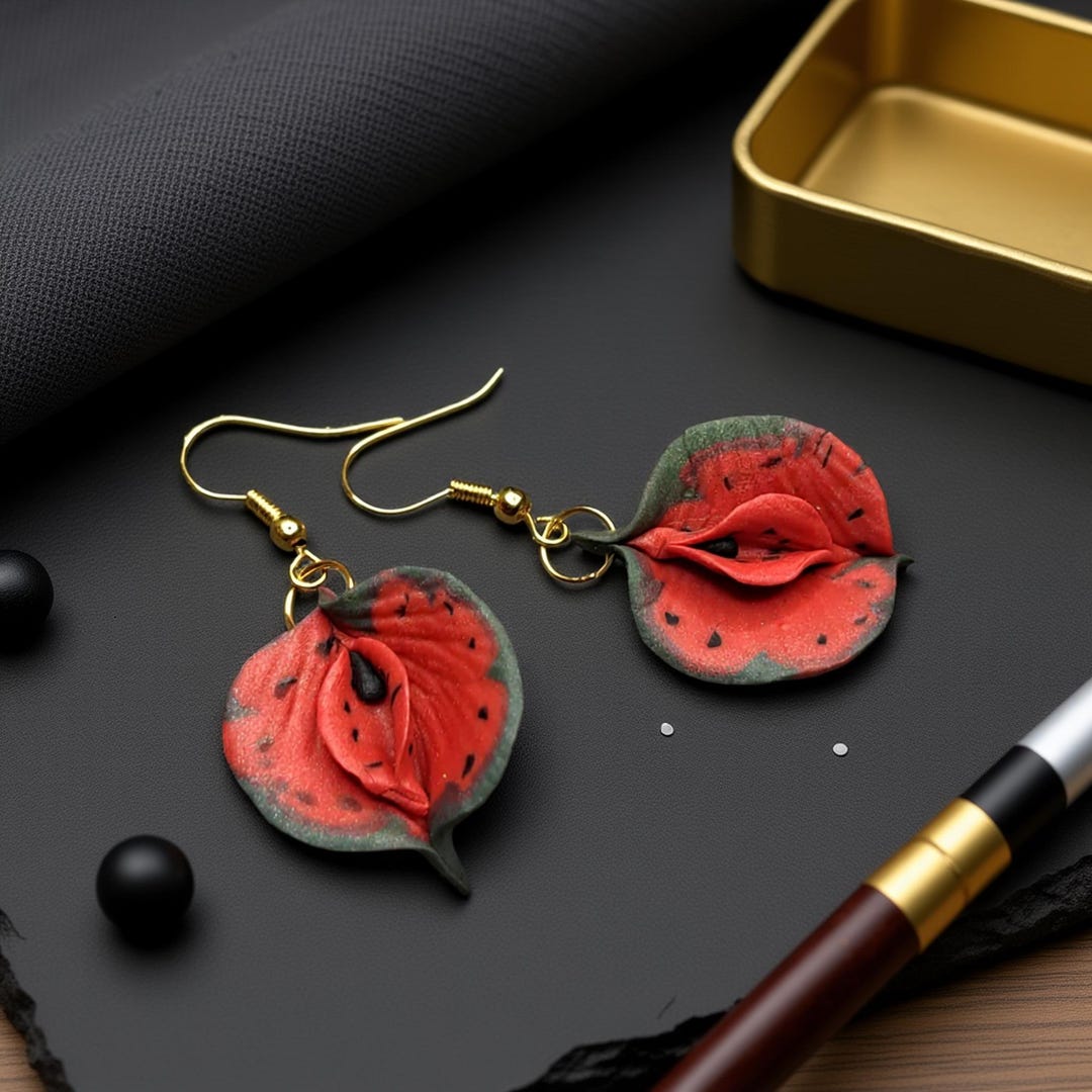 Watermelon Vulva Earrings – Yoni Jewelry, Vagina Earrings, Feminist ...
