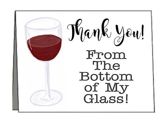 12 Thank You Note Cards & Envelopes Wine Alcohol Wine Glass | Etsy