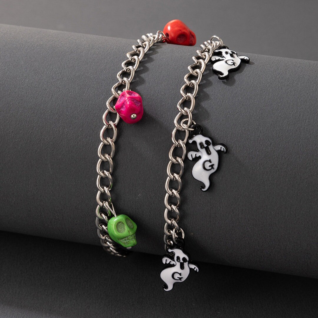 Halloween Scary Skull White Ghost Bracelet Set - Etsy