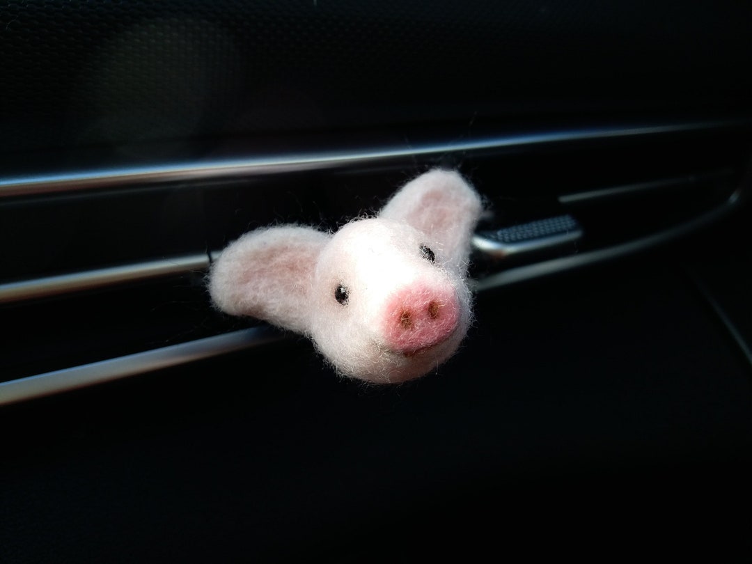 Pig Car Diffuser Air Freshener AC Vent Clip / Fluffy Plush Piggy Head ...