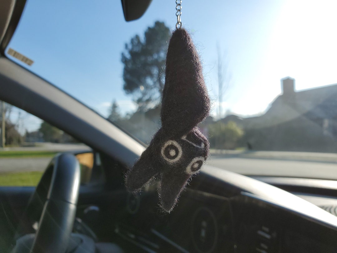 Bat Rear View Mirror Charm Closed Wings Hanging Upside Down / Creepy ...