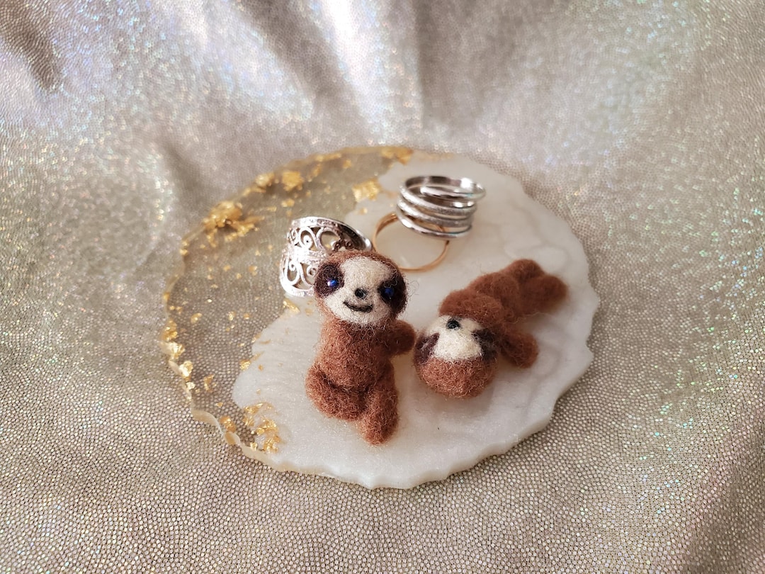 Sloth Jewelry Dish / Cute Sitting and Sleeping Sloths Ring Trinket Tray ...