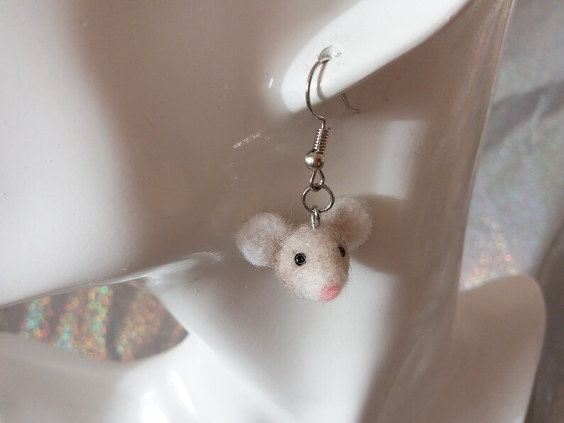 Rat Dangle Earrings / Cute Plush Miniature Mouse / Mice Weird - Etsy