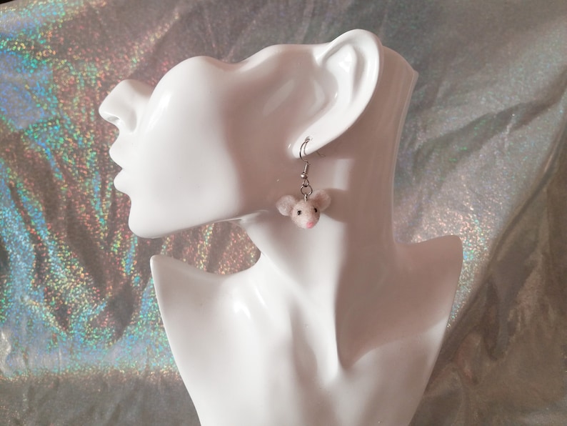 Rat Dangle Earrings / Cute Plush Miniature Mouse / Mice Weird - Etsy