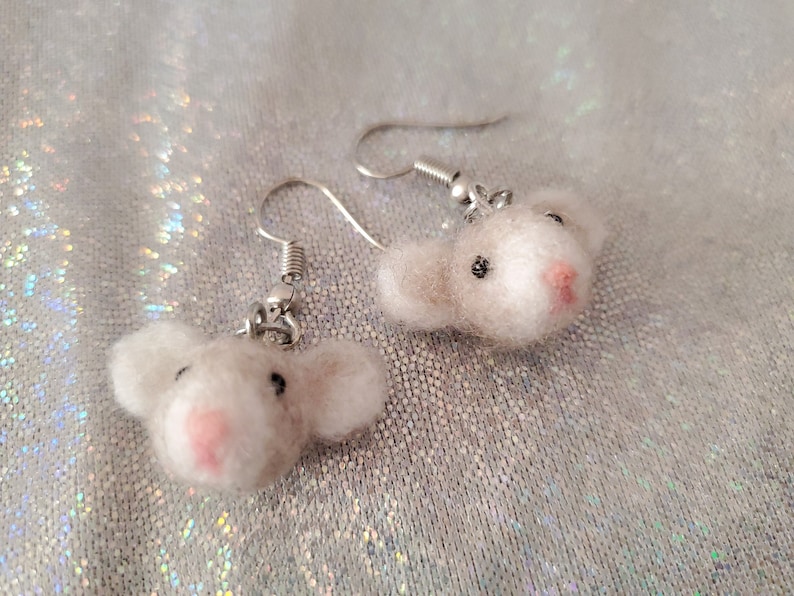Rat Dangle Earrings / Cute Plush Miniature Mouse / Mice Weird - Etsy