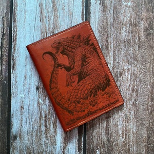 Godzilla Leather Wallet: Engraved Monster Gift - Etsy
