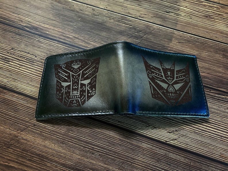 Engraved Transformers Leather Wallet: Autobot Vs Decepticon Art - Etsy