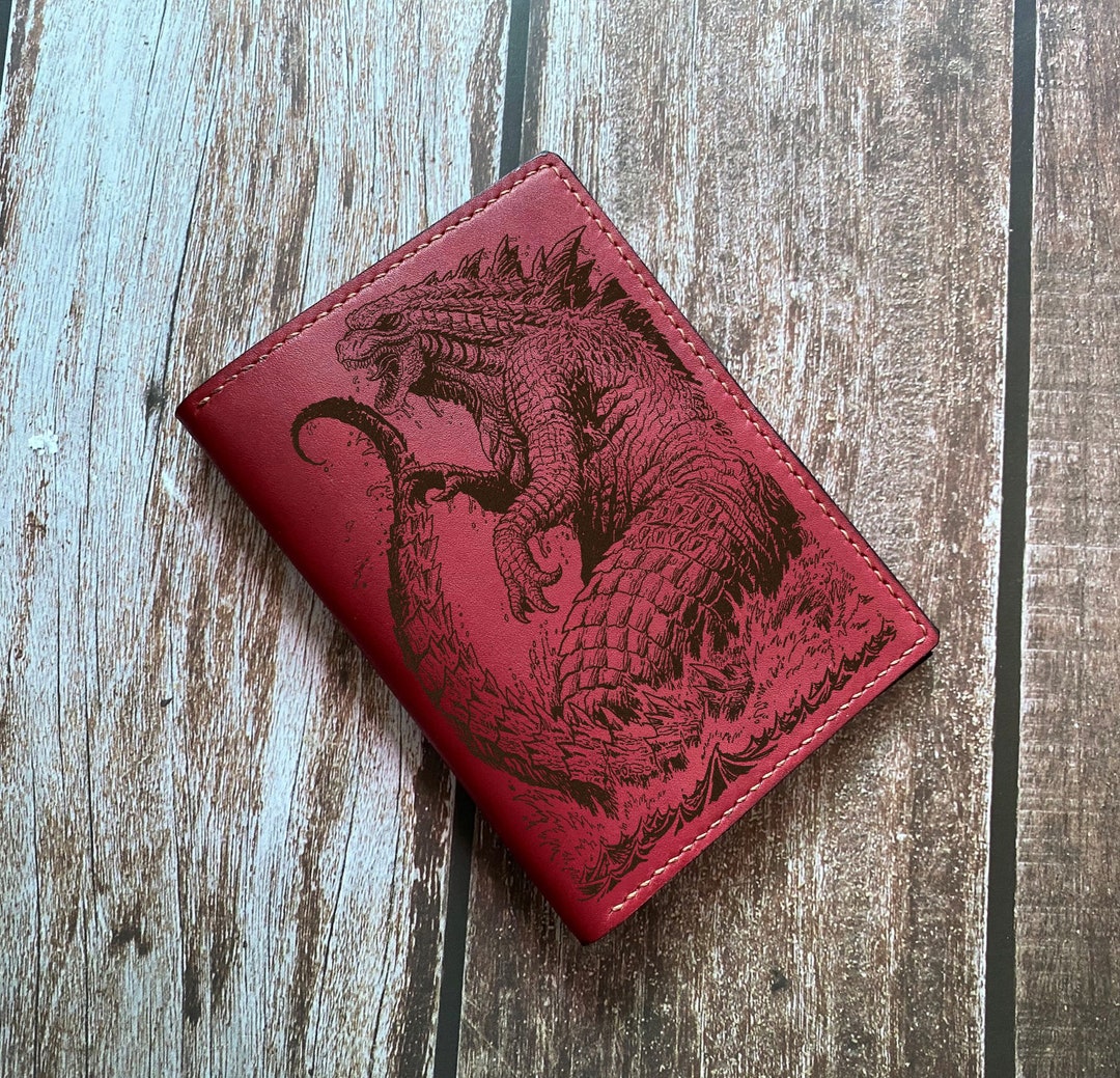 Godzilla Leather Wallet: Engraved Monster Gift - Etsy