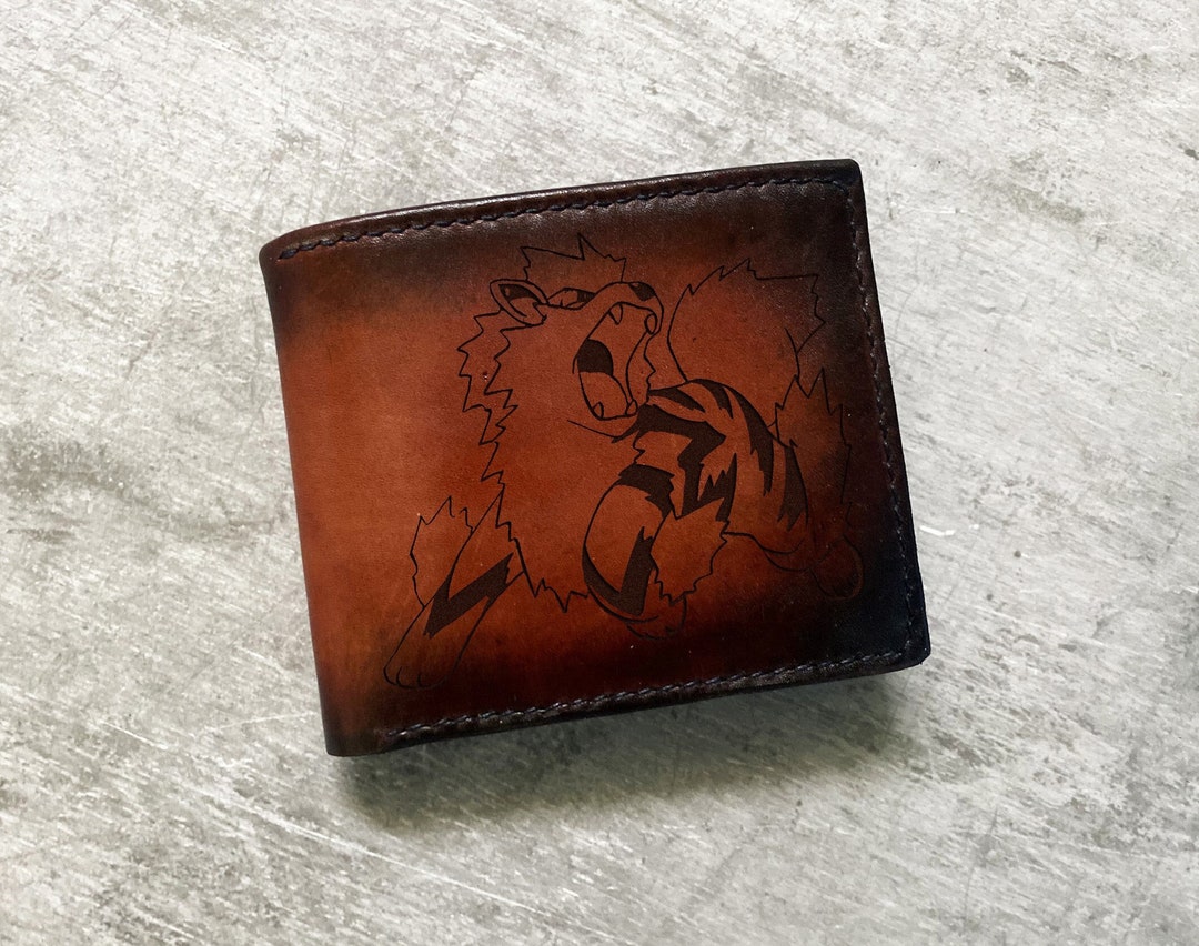 Arcanine Pokemon Leather Handmade Wallet, Fire Pokemon Gift Ideas ...