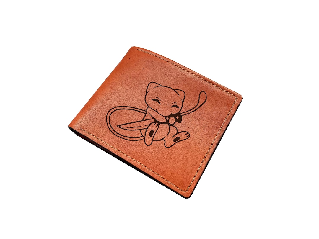 Mew Pokemon Leather Bifold Wallet, Custom Engraved Gift - Etsy