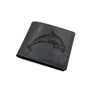 Handmade Leather Bifold Wallet: Dolphin Art, Ocean Style - Etsy