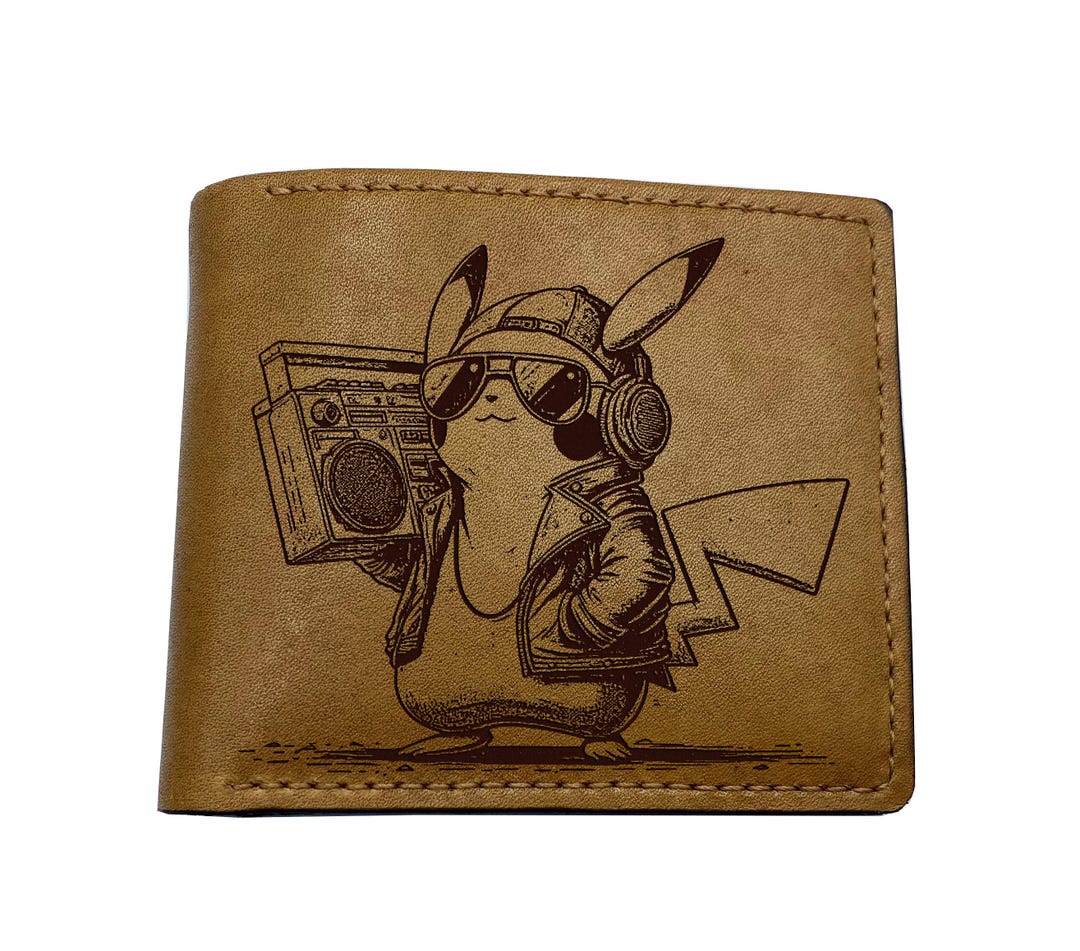 Pikachu Leather Wallet, Handmade Custom Poke Gift - Etsy