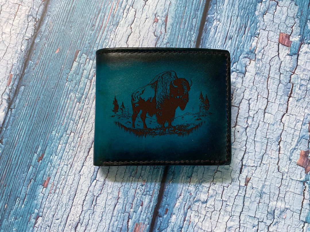 Wild Buffalo Sketch Art Wallet, Custom Engrave Leather Gift Ideas ...
