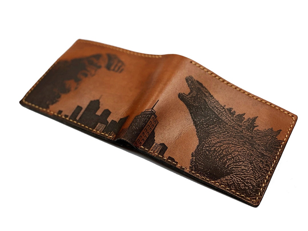 King Kong Godzilla Leather Handmade Wallet, Monsterverse Gift Ideas ...