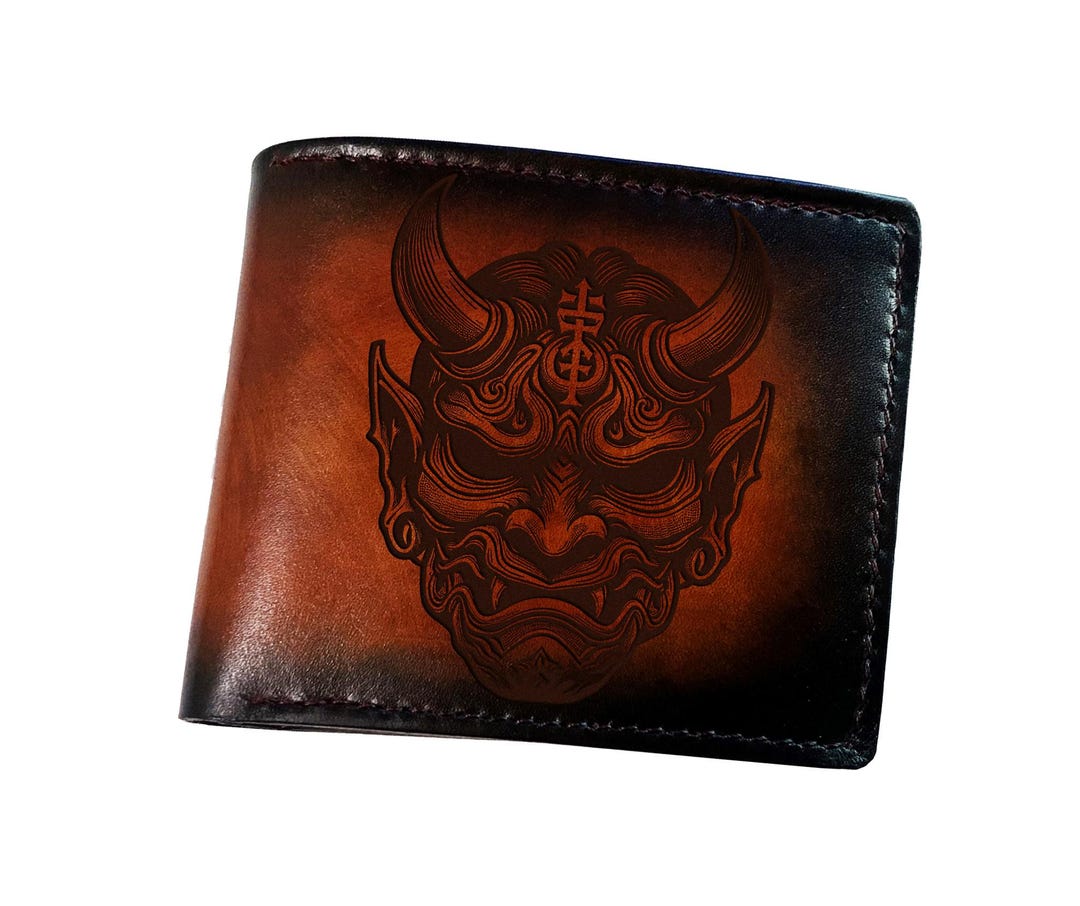Hannya Mask Leather Wallet, Japanese Samurai Style, Custom - Etsy