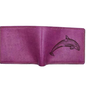 Handmade Leather Bifold Wallet: Dolphin Art, Ocean Style - Etsy