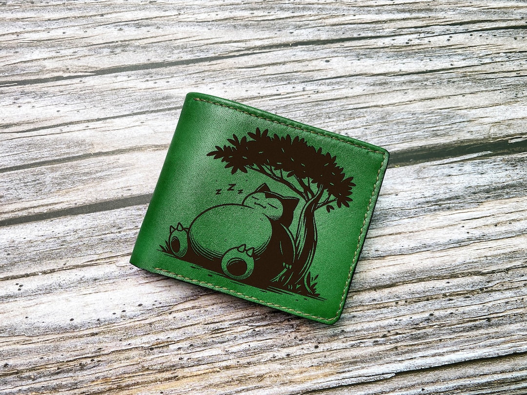 Snorlax Pokemon Leather Handmade Wallet, Cute Leather Gift Ideas for ...