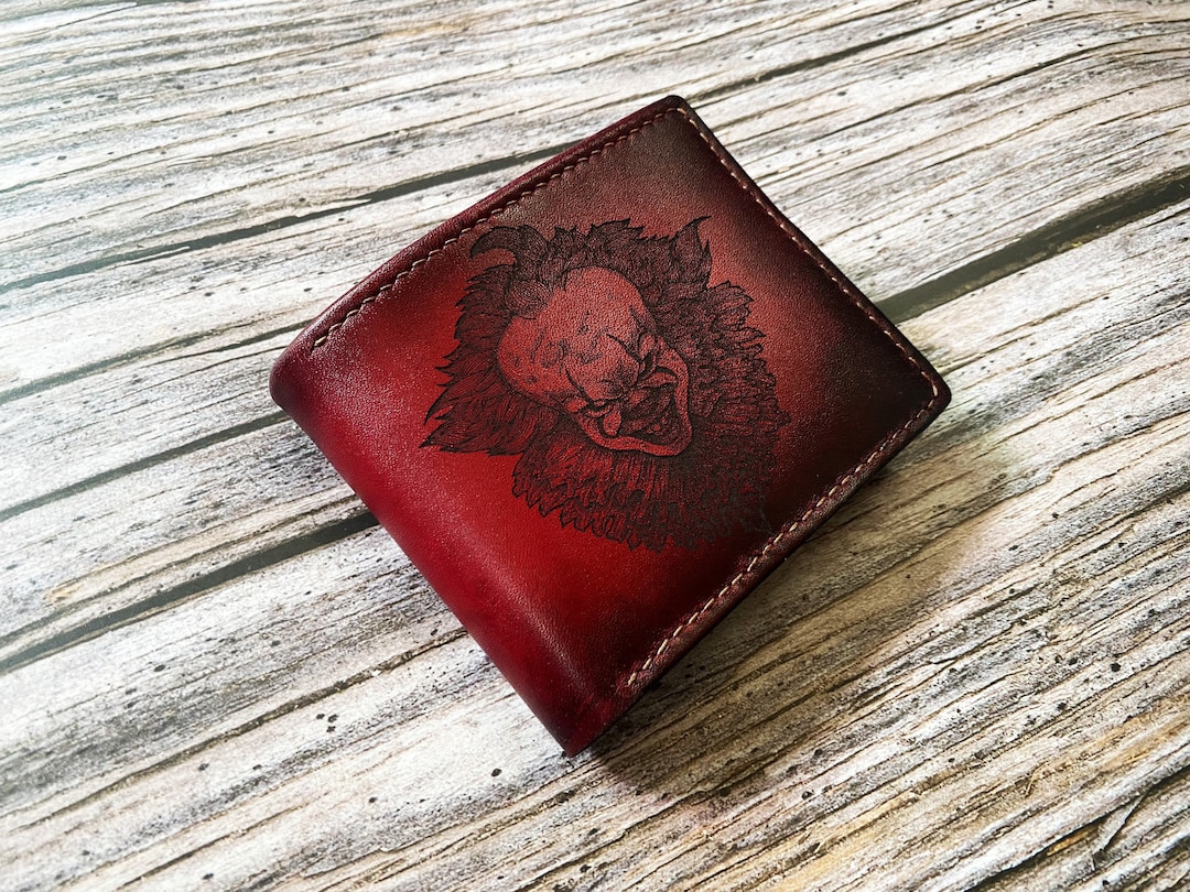Pennywise Leather Men's Wallet, Personalized Leather Horror Wallet for ...