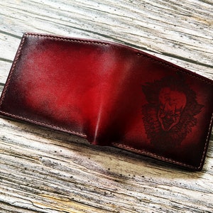 Pennywise Leather Men's Wallet, Personalized Leather Horror Wallet for ...