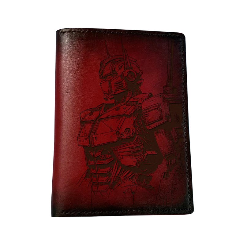 Handmade Leather Optimus Prime Wallet: Engraved Transformers Bifold - Etsy
