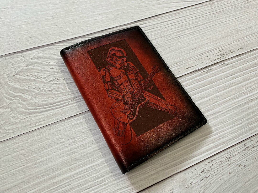 Handmade Stormtrooper Leather Passport Wallet: Custom Engraved Star ...