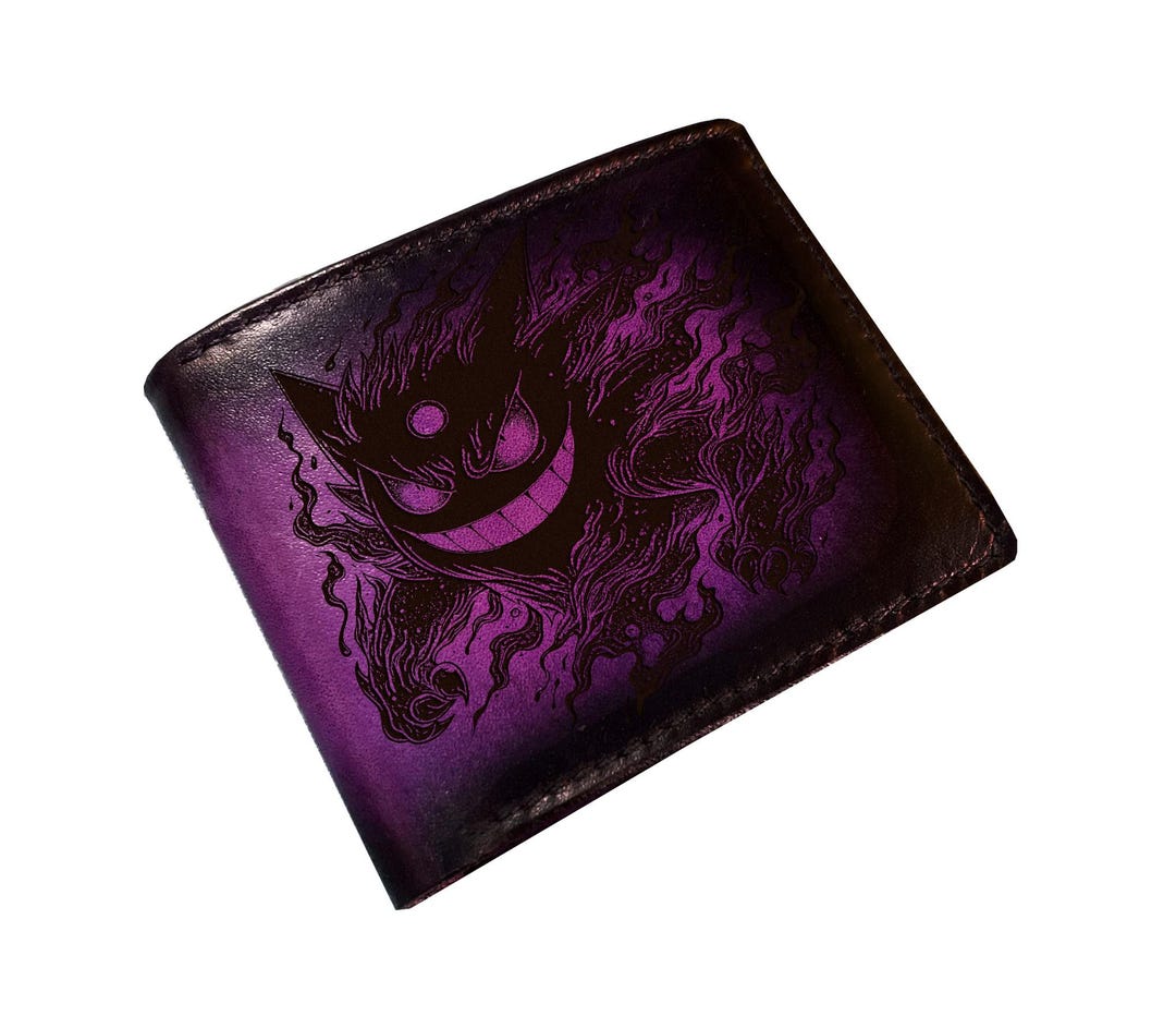 Gengar Leather Bifold Wallet, Custom Engraved, Pokemon Gift - Etsy
