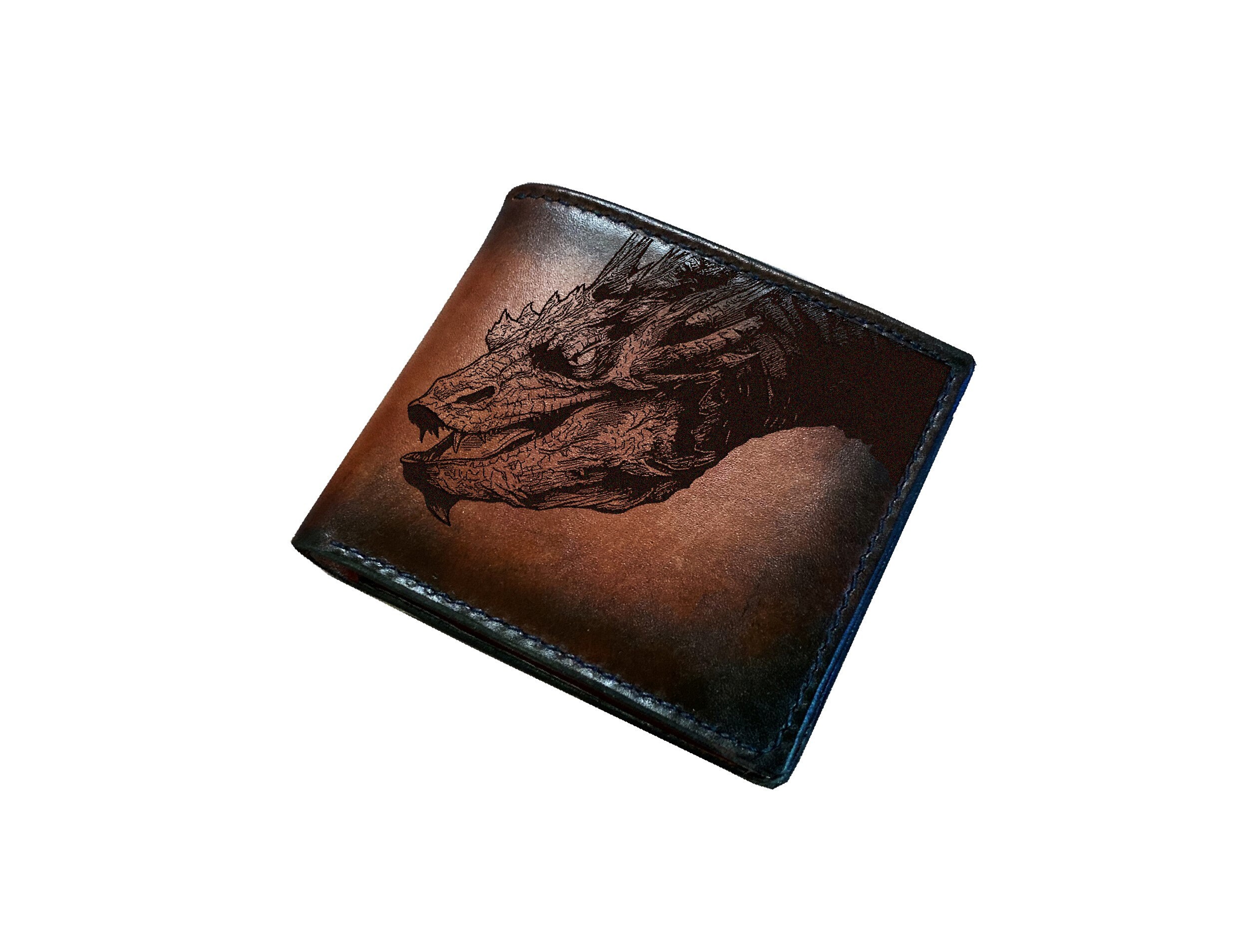 Smaug Dragon Leather Men's Wallet, Personalized Leather Gift for Dad ...