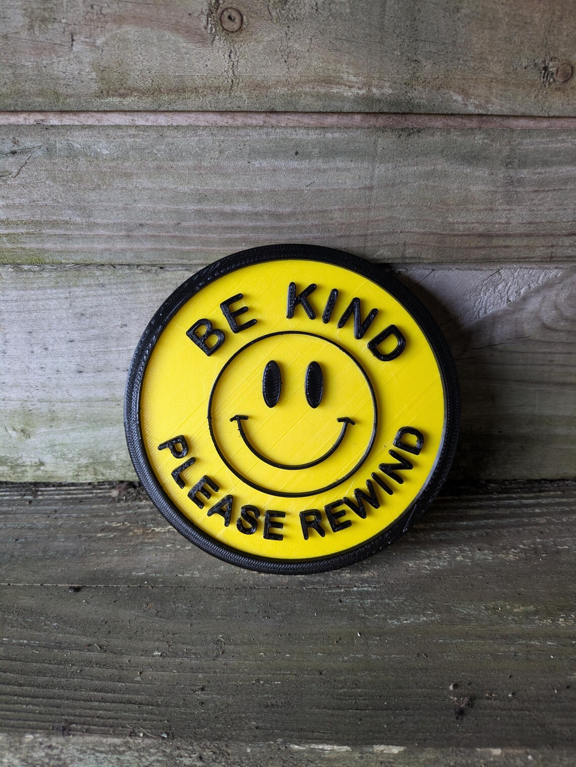 Be Kind Please Rewind Sign – 90s VHS Retro Video Store Smile Badge – 3D ...