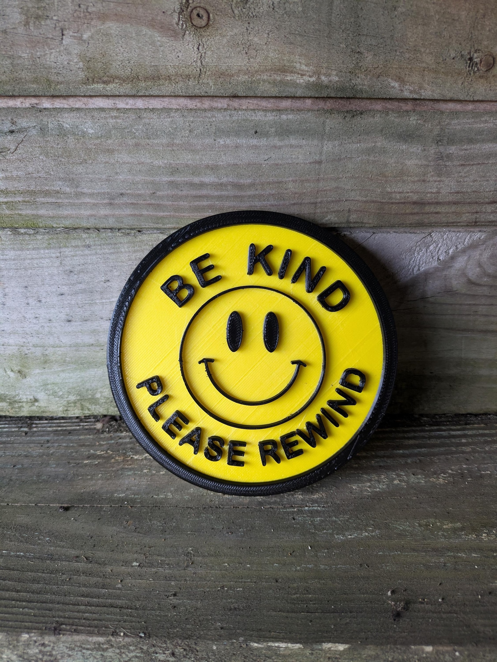 Be Kind Please Rewind Sign – 90s VHS Retro Video Store Smile Badge – 3D ...