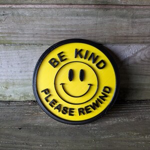 Be Kind Please Rewind Sign – 90s VHS Retro Video Store Smile Badge – 3D ...