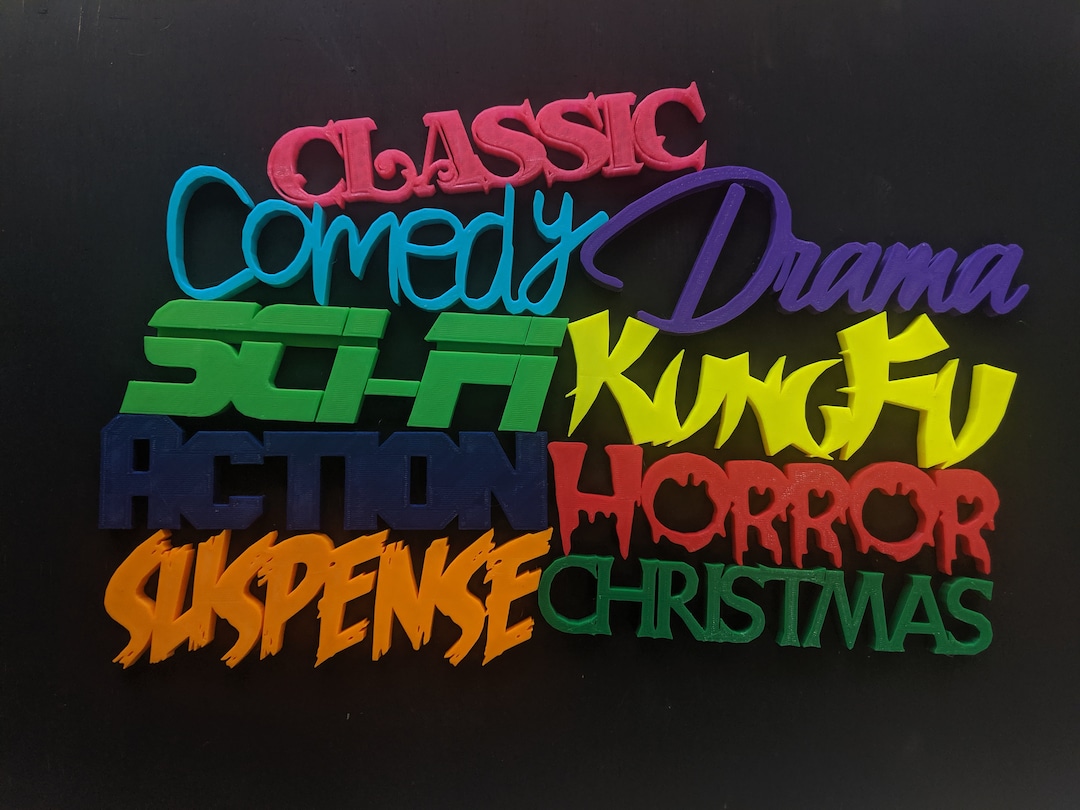 Movie Genre Signs, Movie Display for Film Collection or Movie ...