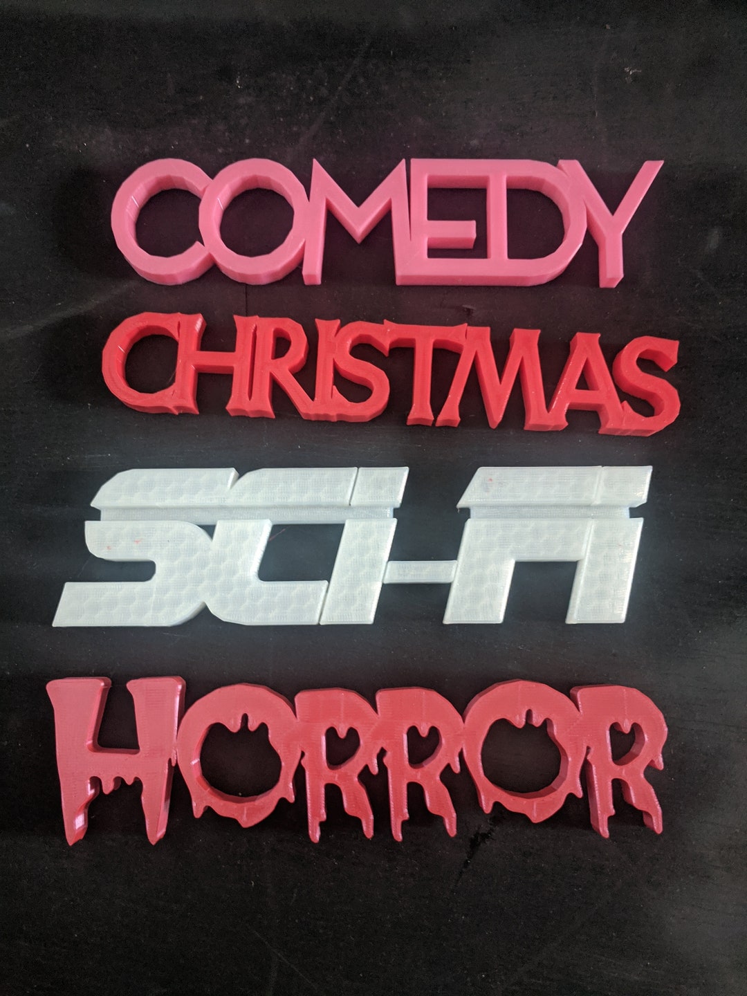 Movie Genre Signs Set of 4, Movie Display for Film Collection or Movie ...