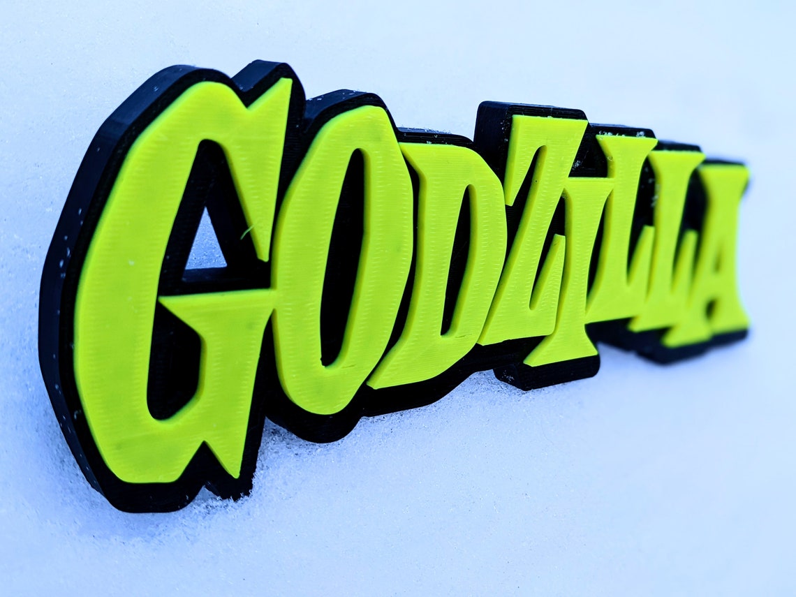 Godzilla Movie Shelf Display Theatre Room Sign Bookshelf | Etsy