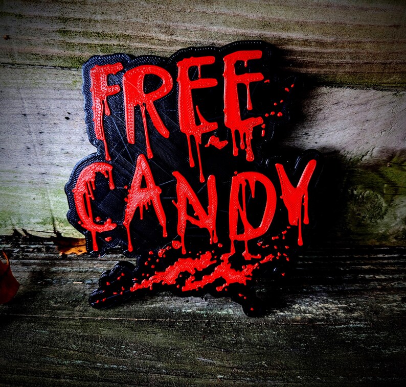 Free Candy Blood Splat Sign – Horror Halloween Wall Decor, Creepy ...